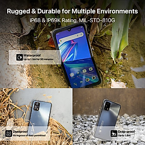 UMIDIGI Bison X10S Unlocked Rugged Smartphones,4GB+32GB 6150mAh Battery IP68/IP69K Waterproof Shockproof Phone with 6.53" Large Full Screen Smartphone 16MP Main Camera Cell Phone