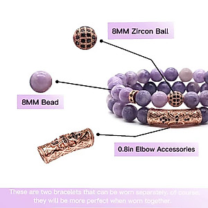 Amethyst Bracelet, Handmade Beaded 8MM Healing Crystal Beads,Stretchable Stretch Bracelet,Protection Bracelet,Yoga Chakra Bracelet,Bring Good Luck, Prosperity and Happiness,Women's Gifts