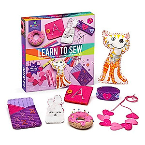 Craft-tastic Learn to Sew Kit – 7 Fun Projects and Reusable Materials to Teach Basic Sewing Stitches, Embroidery & More--Ages 7+