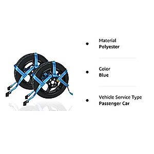 Set of 2 Tow Dolly Straps with Flat Hook,Blue Basket Strap,Fits Most 16-20" Tires Webbing Ratchet Straps…