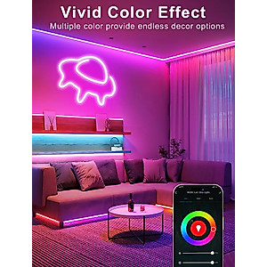 12v RGB Led Light Strip,Flexible Led Strip Lights IP65 Waterproof Cuttable Led Neon Flex Alexa WiFi Compatible Silicone 16.4ft Color Changing Bluetooth Phone App Control with Remote for Party DIY