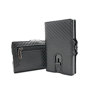 RFID Protection Minimalist Pop-Up Wallet Carbon Fibre Leather