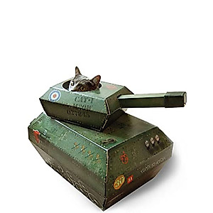 Suck UK | Cat Tank Play House | Send Your Feline to the Frontline with a Cardboard Cat House | Interactive Cat Toys & Kitten Toys | | Tank You for Your Service | Cardboard Cat Houses & Condos |