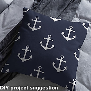 Feelyou Anchor Decor Fabric by The Yard, Nautical Marine Sea Adventure Theme Upholstery Fabric for Chairs and Home DIY Projects, Ocean Coastal Decorative Waterproof Outdoor Fabric, 1 Yard