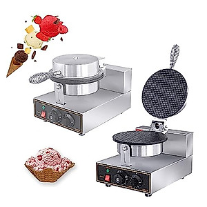 Electric Ice Cream Cone Waffle Maker Machine 1200W Stainless Steel Nonstick Surface for Commercial Home Use (Electric Ice Cream Cone Waffle Maker Machine)