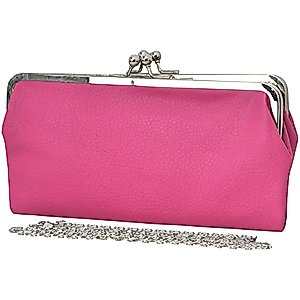 NGIL Double Frame Vintage Style Clutch Purse Wallet (HOTPINK)