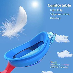 ZABERT 2 Pack Kids Swim Goggles, Blue Yellow & Blue Red, UV Protection, Adjustable, Shatterproof