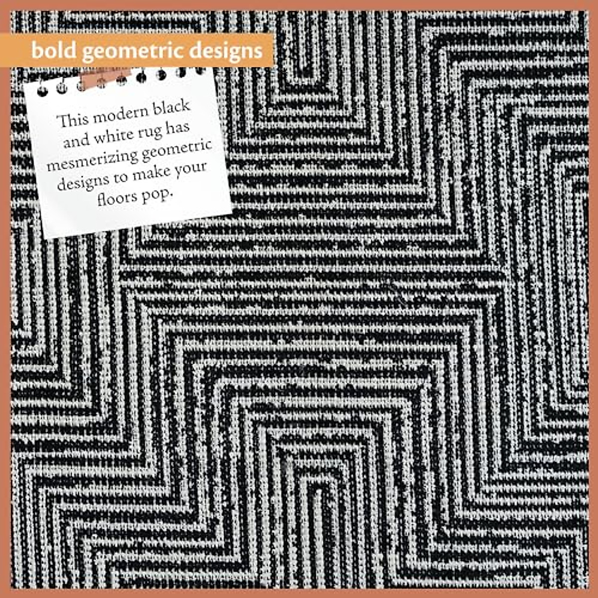 Indigo Ink - Washable Area Rug, Stain Resistant, Easy to Clean, Black/White Geometric Boho Decor, Dorm Room Essentials, for Living Room, Bedroom, Office (2' x 3', Panther Collection)