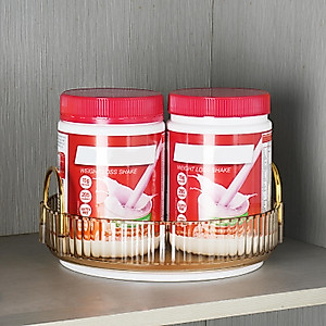 GTI Lazy Susan Organizer, 360 °Rotating Removable Lazy Susan with Handles, Lazy Susan Turntable for Cabinet, Table, Pantry, Kitchen, Countertop, Bathroom, Gold (1 Tier)