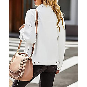 luvamia White Lightweight Jacket Women White Lightweight Jean Jacket Women Chaquetas De Invierno Para Mujer Chaquetas De Mujer Casual Elegantes Warm Jackets For Women Brilliant White Size Small