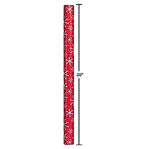 American Greetings 175 sq. ft. Reversible Red Christmas Wrapping Paper, Candy Cane Stripes and Snowflakes (1 Jumbo Roll 30 in. X 70 ft.)