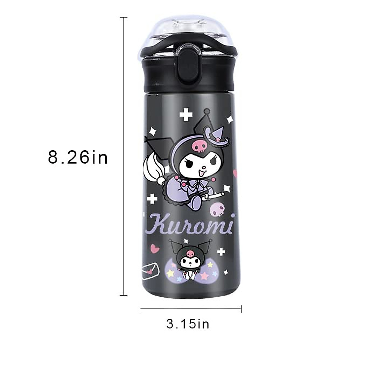 jSvekje Kawaii Water Bottles Cute Stainless Steel Water Bottles with Straw, Kawaii Insulated Bottle Cartoon Cup Girls Thermos for Boys Girls,18.6oz