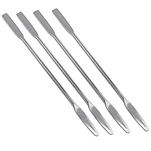 Meuey Lyot Stainless Steel Lab Laboratory Mini Double-Ended Spatula Semi-Micro Shovel Conical Arrow End Flat End -4PCS
