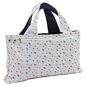 Portable Knit Tote Bag, Crochet Knitting Yarn Storage with Pockets (Geometric, 16.5 in)