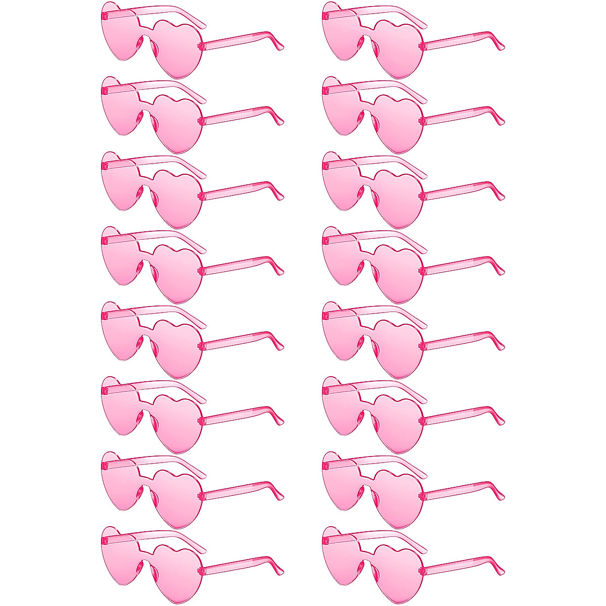 Colzzy 16 Pair Heart Shaped Sunglasses Candy Color Glasses Frameless Sunglasses for Party Women(Pink)