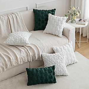 SHITURRE Christmas Snowflake Decorative Throw Pillow Covers Set of 2 Packs, Soft Fluffy Pillowcases for Home Décor, Boho Pillow Covers for Couch Bedroom(White-Snowflake, 18"x18")
