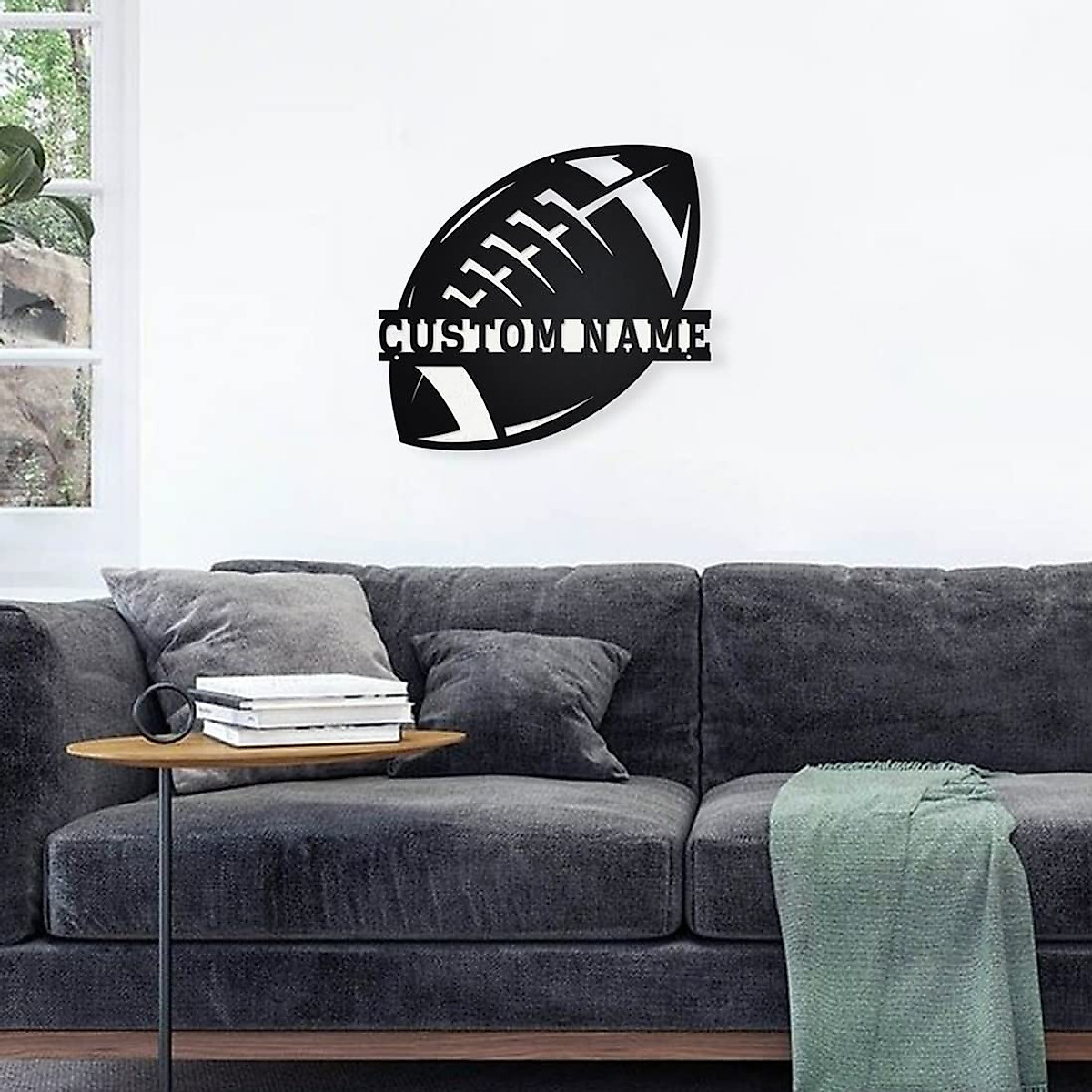 Personalized Football Gifts for Men Custom Name Football with Led Night Light, Football Neon Light Wall Sign 16 Colors Changing with Remote Control, Sport Lover Christmas Birthday Gift (Style 2)