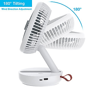WONGSAM Aroma Diffuser Table Desk Fan, Portable Foldaway Fan, 3600mAh Rechargeable Battery Powered Personal Fan, 4 Speeds Adjusted USB Small Fan for Home Bedroom Travel Office Tent, White