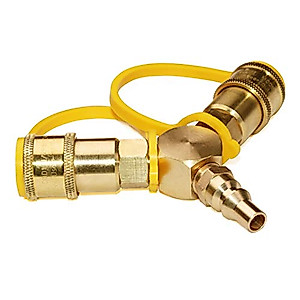 DOZYANT 1/4'' RV Propane Quick Connect Y Splitter Adapter for RV Trailer and Quick Connect Propane Hose Connect to Motorhome Tabletop Grill, 2 Way LP Gas Adapter 1/4" Quick Connect or Disconnect Kit