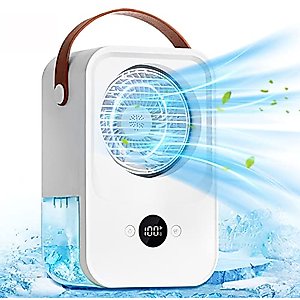 AEMEXT Small Portable Air Conditioner Cooling Fan with Voice Control Mini Evaporative Air Cooler with Humidifier 4000mAh Rechargeable Battery Operated Mini Ac Unit for Room Bedroom Office Desk Camping