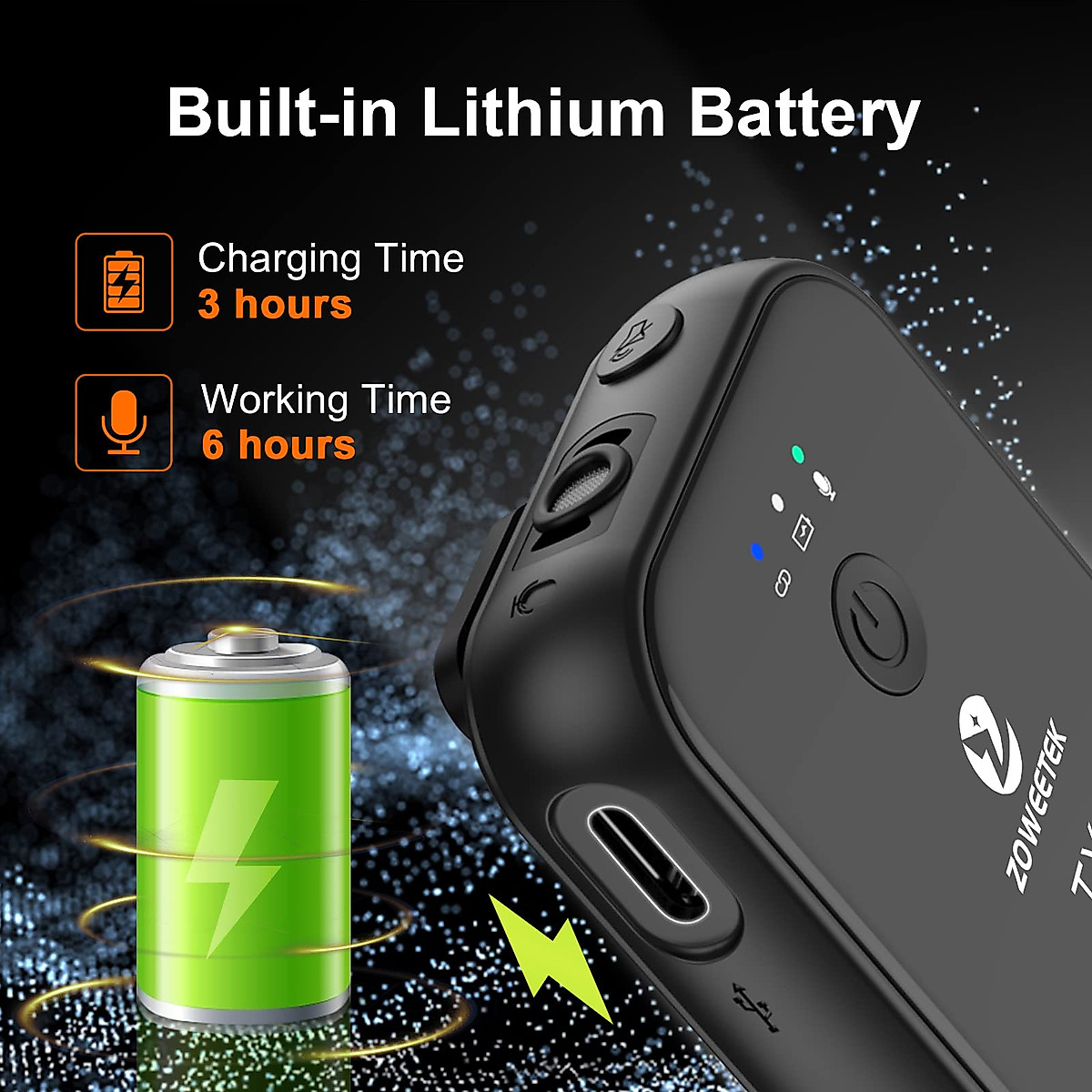 ZOWEETEK Wireless Lavalier Microphone Dual Channel,Suitable for iPhone,Android Phone,Ipad,DSLR,GoPro,Camera,Laptop.