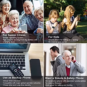 Easyfone Prime-A6 4G Unlocked Big Button Cell Phone for Seniors | Easy-to-Use | Clear Sound | SOS Button | SIM Card Included | Convenient Charging Dock