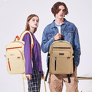 MIRLEWAIY Classical Casual Daypack Lightweight School Bookbag Travel Backpacks Work Bag For Teen Girls boys, Khaki