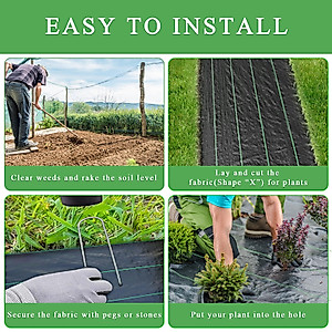 MLZPU 1.4ftx50ft Weed Barrier Landscape Fabric Heavy Duty, Weed Gardening Ground Cover Mat, Weed Control Garden Cloth，Woven Geotextile Fabric for Underlayment，Commercial Driveway Fabric Black