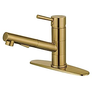 Kingston Brass LS8403DL Concord Pull-Out Sprayer Kitchen Faucet, Brushed Brass