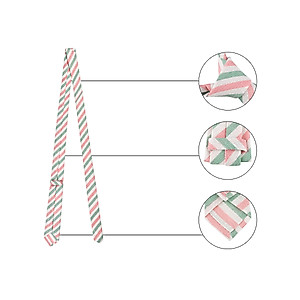 Allegra K Men's Stripe Necktie Self-Tied Linen Slim Ties for Business Casual One Size Green Pink