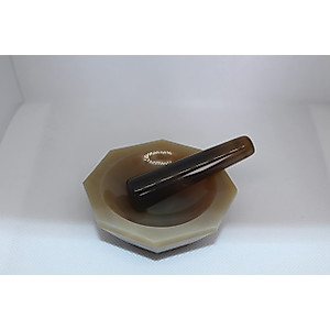 LAB4US Agate Mortar and Handheld Set ID 50mm Natural Agate Grinder for Lab Grinding Polished Brazilian Agate Internal Diameter 50mm, External Diameter 60mm; Depth 12mm; Hardness 7-7.2(50mm)