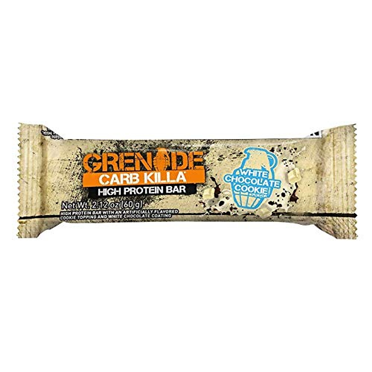 Grenade Carb Killa High Protein and Low Sugar Candy Bar, 12 X 60 g - White Chocolate Cookie