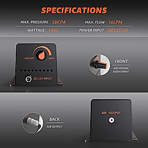 Laser Air Assist, DEWALLIE Laser Air Pump with 16L/min Airflow for 99% Laser Engraver Removing Smoke and Dust, Low Noise and Easily Assemby