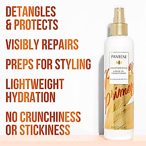 Pantene Conditioning Detangler Spray, Pro-V Repair & Protect, Nutrient Boost for Damaged Hair, Antioxidant Enriched, Leave-In Conditioner, Smooth & Shine, Sulfate-Free, 8.5 Fl Oz, 3 Pack
