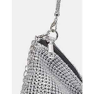 GORGLITTER Women's Evening Bag Rhinestone Purse Sparkly Clutch Purse Chain Handbag Sparkly Square Bag Silver One Size