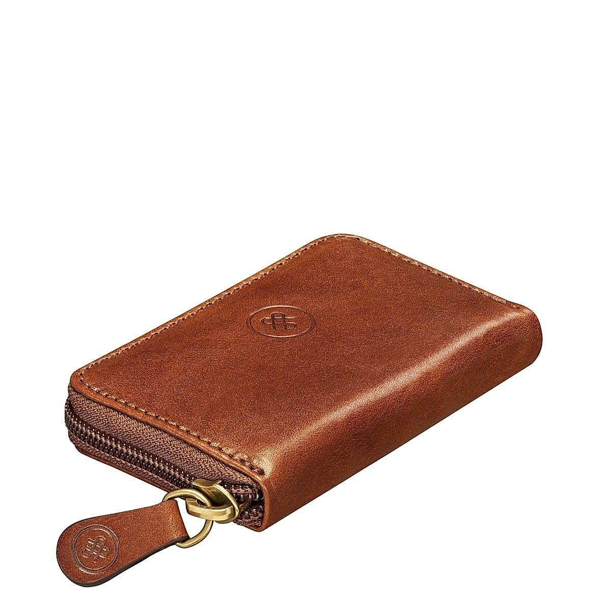 Maxwell Scott - Luxury Luxury Leather Key Holder Case with Zip - Made from Premium Full Grain Hides - The Vinci Chestnut Tan