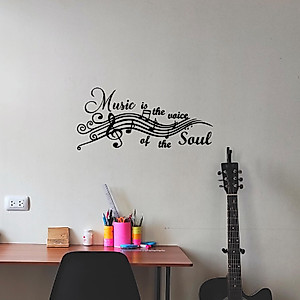Music is The Voice of The Soul Vinyl Wall Decals Quotes Sayings Music Symbols Words Arts Lettering for Music Room