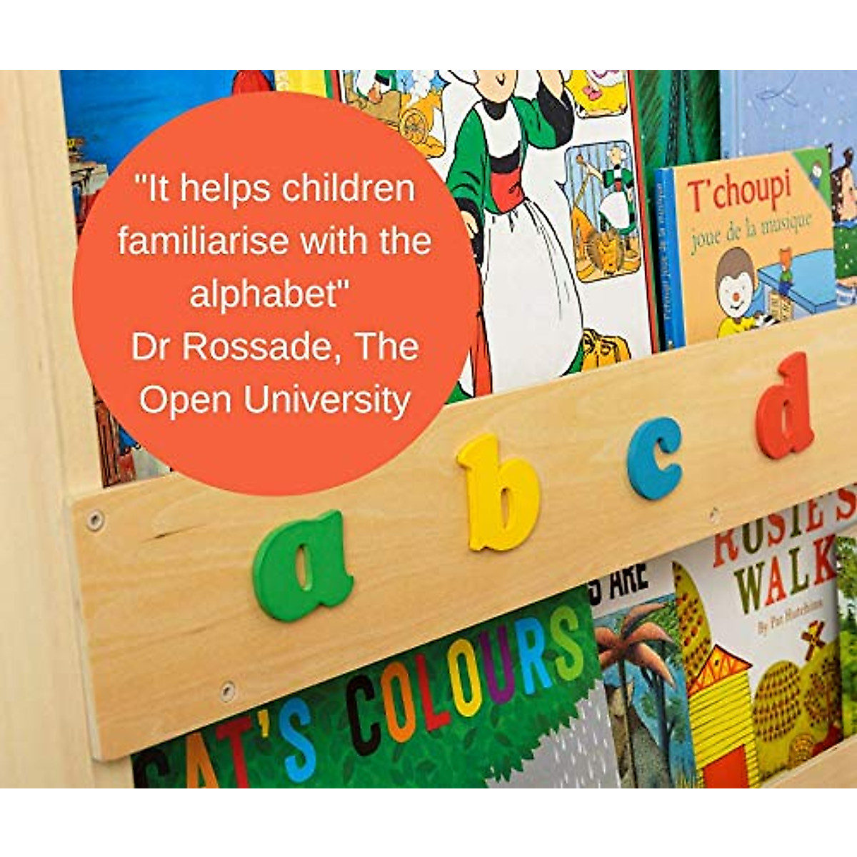 Tidy Books - Kids Bookshelf | White | Wall Bookshelf for Kids with 3D Alphabet Color | Montessori Materials | Wood Bookcase | 45.3 x 30.3 x 2.8 in | ECO Friendly | Handmade - The Original Since 2004