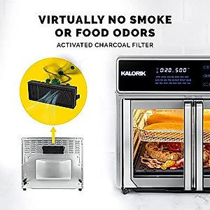 Kalorik MAXX® AFO 47631 SS AS SEEN ON TV Air Fryer Oven Grill (26 Qt) Digital Smokeless Indoor Grill and Air Fryer Oven Combo with 11 Accessories, Authentic BBQ, Rotisserie, and More | 1700W | Black & Stainless Steel (Renewed)