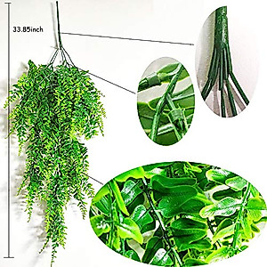 kathson Leopard Gecko Tank Accessories Reptile Habitat Decor Reptiles Hanging Plants Artificial Bendable Climbing Vines and Hidden Coconut Shell Hole for Chameleon, Lizards, Gecko, Snakes