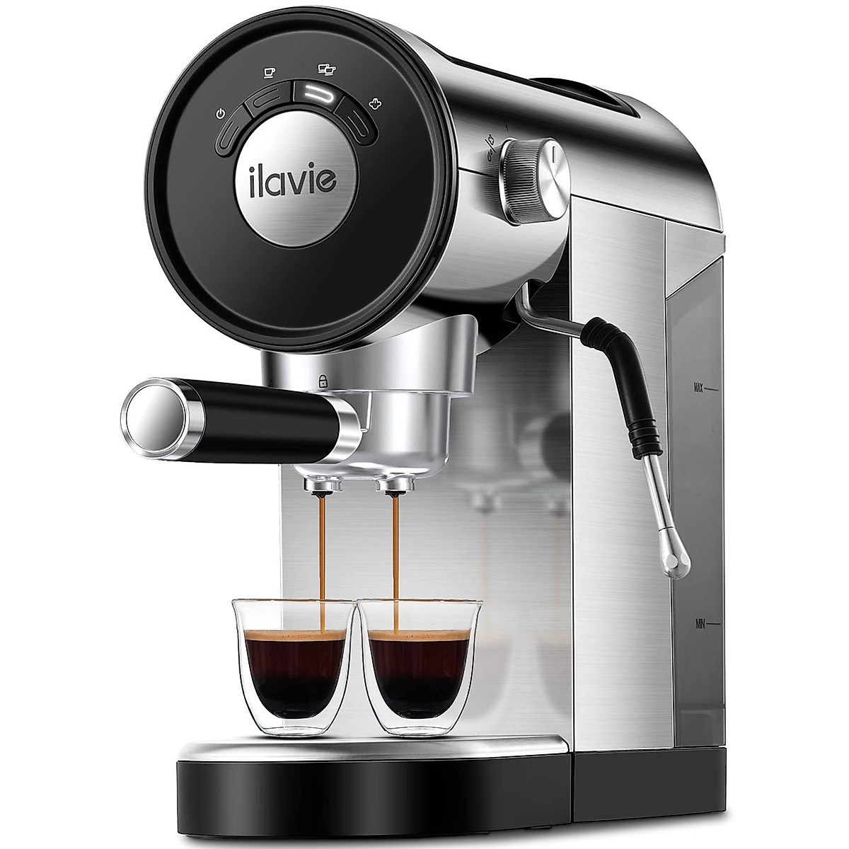 ILAVIE Espresso Machine with Steamer, 20Bar Espresso Coffee Machine with 30 oz Removable Tank for Cappuccino, latte, Compact Espresso Maker for Home Office, 1250W