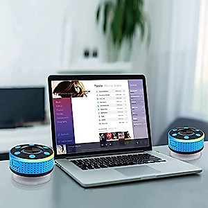 Donerton Bluetooth Shower Speaker, IPX-7 Waterproof Wireless Speakers HD Sound Stereo, Portable Speaker, LED Light Mini Speakers with Suction Cup, Radio, Pairing Mode, Built-in Mic, Handsfree, Blue