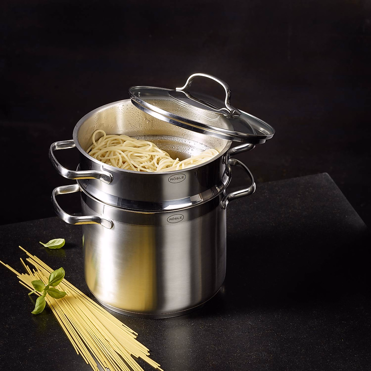 Rosle Stainless Steel Hook Handled Spaghetti Ladle, 7.8-inch