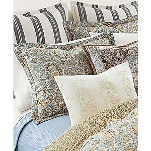Lauren Ralph Lauren Riley Paisley Brown Blue Grey Full Queen 3 pc Duvet Set Shams (Queen (U.S. Standard))