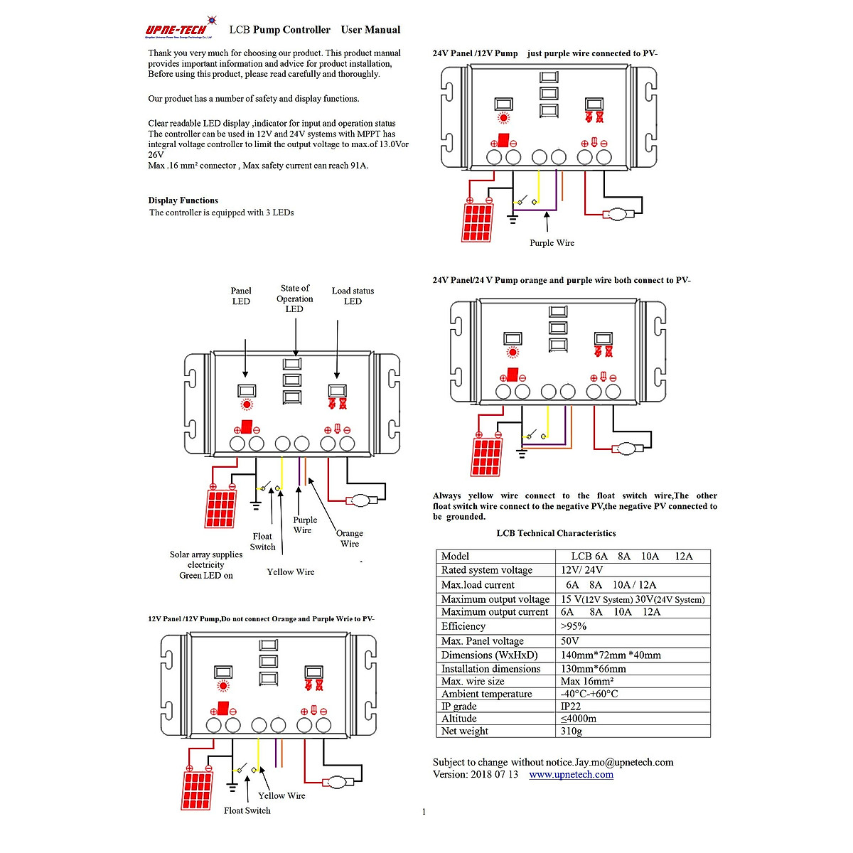 Solar Pump Controller; LCB 6Amp;DC Pump Controller;Linear Current Boosters used in solar direct pumping applications;Compatible Models: 12V or 24 VDC pumps; Input Voltage: 16 - 50 DC volts PV Array; .