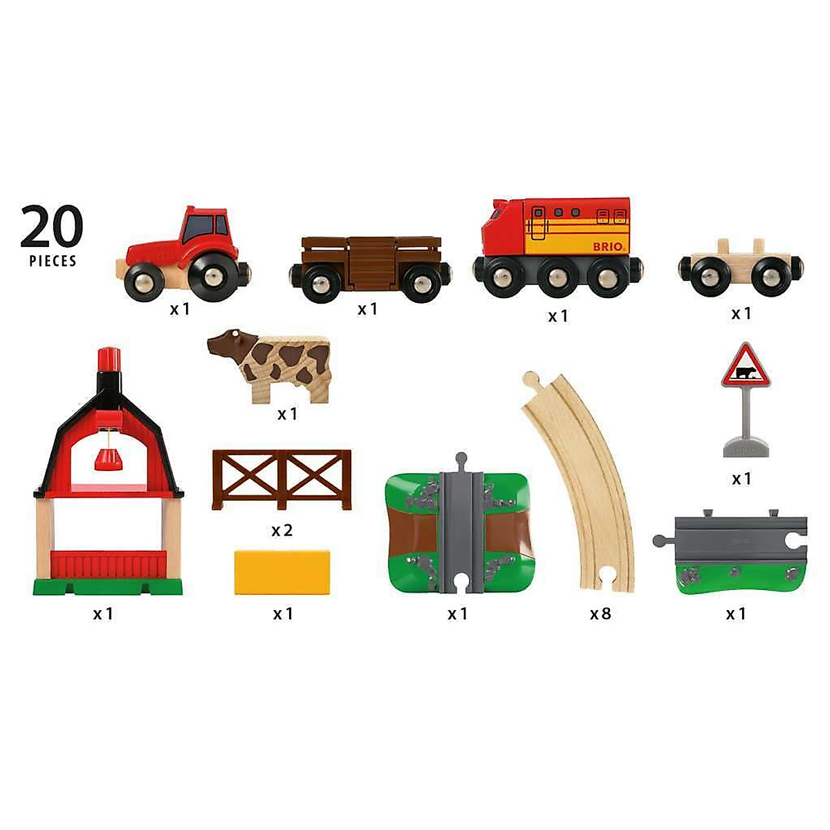BRIO 33719 Farm Railway Playset – Interactive Toy Train Set for Kids | FSC-Certified Wood | Expandable Tracks | Promotes Skill Development