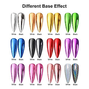 11pcs Magic Mirror Chrome Nail Powder & 1pc Holographic Laser Silver Nail Powder Pigment, Shinny Glitter Nail Art, Dust Nail Powder for Manicure Decorations