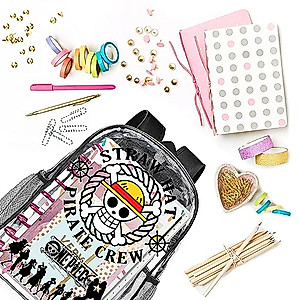 URYLVUG Japanese Anime Clear Backpack, Cosplay PVC Daypack, Heavy Duty See Through Shoulder Bag for Work, Transparent Plastic Bag for Boys Girls-Skull