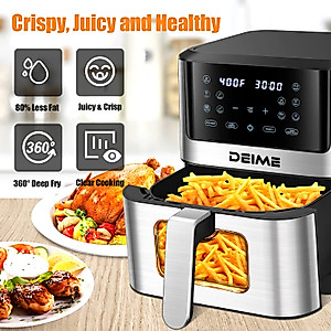 Air Fryer 6.2 QT Oilless 1500W Large Capacity Oven Air Fryers Healthy Cooker with 10 Preset, Visual Cooking Window, Non-Stick Basket, Included Recipe