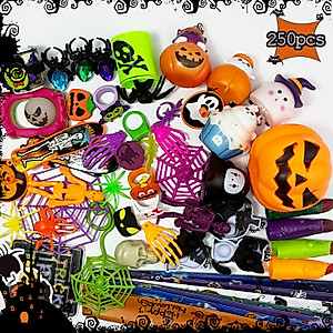 SQZUWIT 250Pcs Halloween Party Favors Bulk Toys Assortment for Kids, Teens Halloween Goodie Treat Bags Fillers, Pinatas Stuffers, Classroom Prizes, Treasure Box Toys